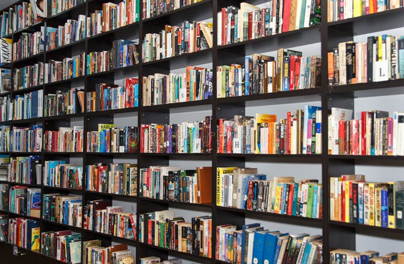 Many Books Lying on Shelves in Reading Room in Library Editorial Stock ...