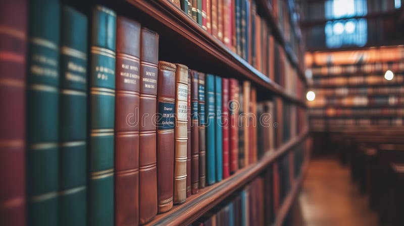 Many Books on a Shelf in a Library Stock Image - Image of science ...