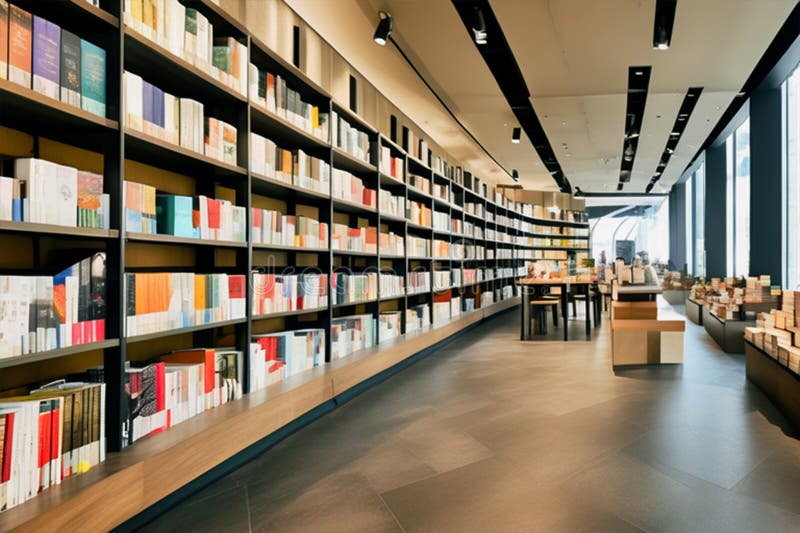 Long Rows of Shelves with Many Books in a Store, Library Stock ...