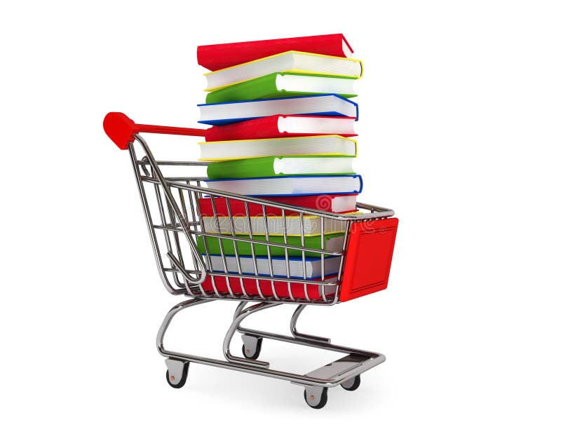 Books in a Shopping Trolley Stock Illustration - Illustration of ...