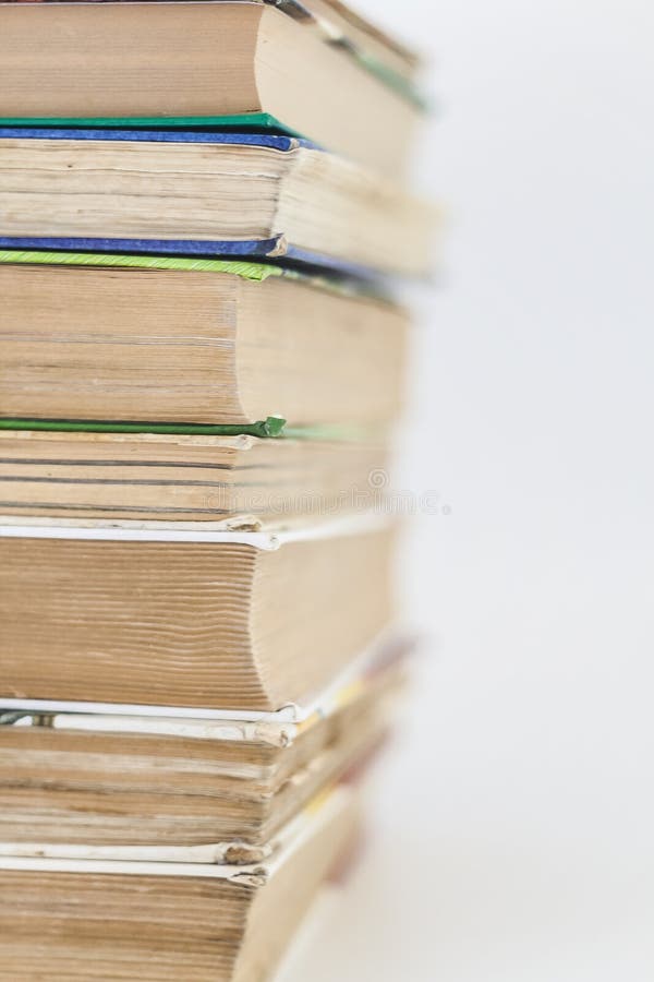 Many Books Standing in a Row Isolated Stock Image - Image of page, pile ...