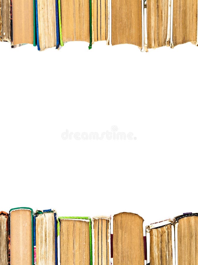 Many Books Standing in a Row Isolated Stock Image - Image of collection ...