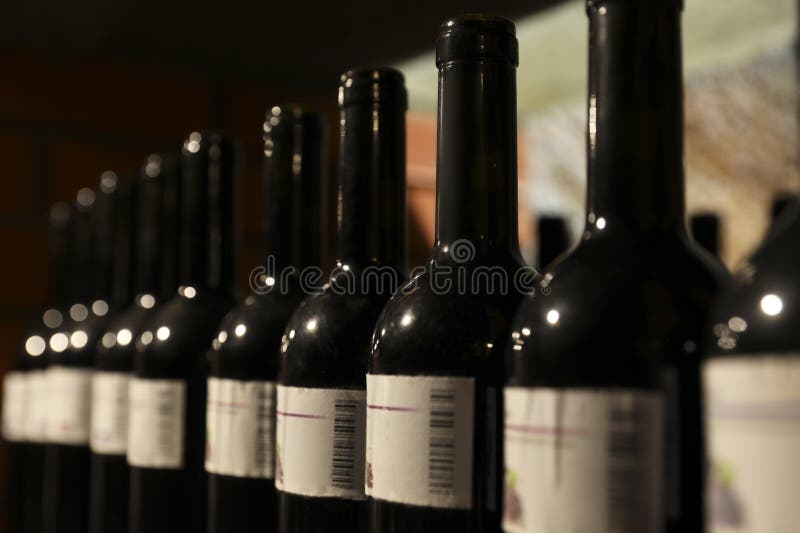 Many Bottles of Alcohol Drinks, Closeup View Stock Image - Image of ...