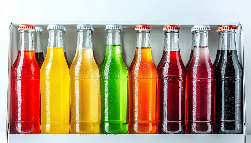 Many Bottles of Drinks in Refrigerated Box Isolated on White Stock ...