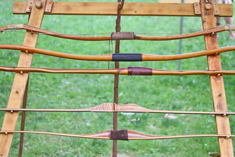 Many Bows during a Reenactment of the Middle Ages Stock Image - Image ...