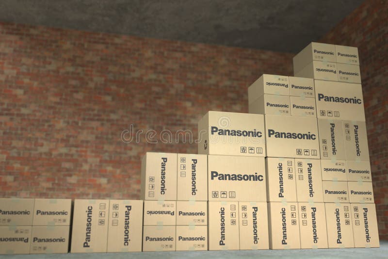 PANASONIC Logo on Many Boxes Composing a Rising Bar Chart. Editorial ...