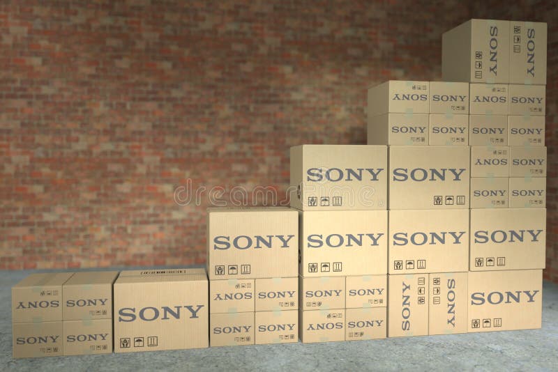 SONY Logo on Many Boxes Composing a Rising Bar Chart. Editorial ...