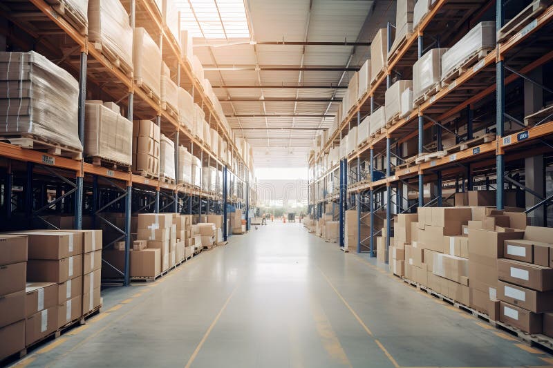 Boxes of Goods Stacked in Warehouse for Storage, Generative AI Stock ...