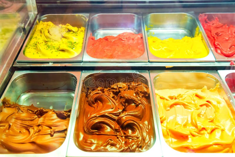 Many Boxes of Ice Cream Gelato Stock Photo - Image of choice, flavors ...