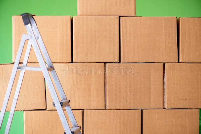 The Many Boxes and Ladder in Depot Stock Photo - Image of boxes ...