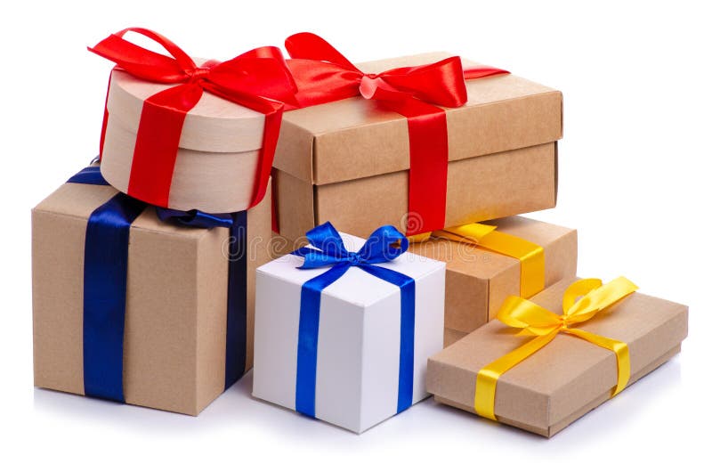 Many Boxes with Ribbon Gift Stock Image - Image of gift, blue: 180389807