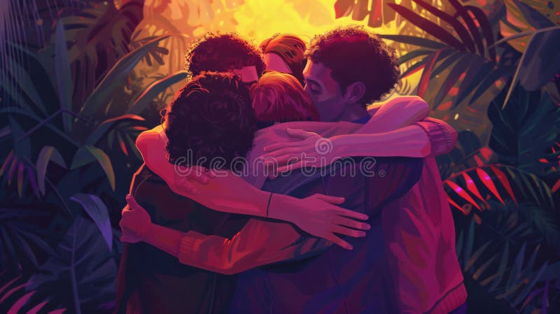 Many Boys Hug Each Other stock image. Image of background - 321560615