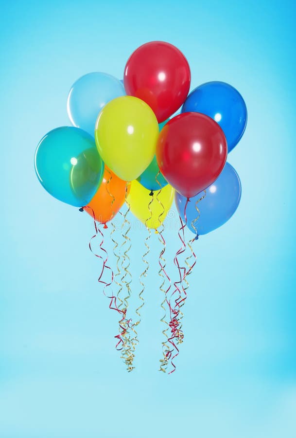 Many Bright Balloons Floating Stock Photo - Image of floating, group ...