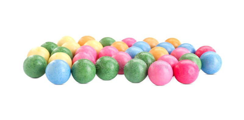 Many Bright Chewy Gumballs Isolated on White Stock Photo - Image of ...