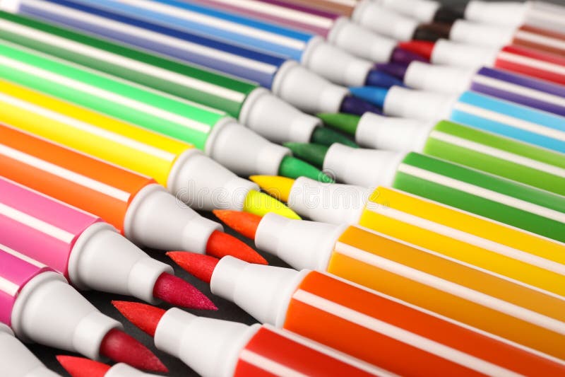 Many Bright Markers As Background, Closeup View Stock Image - Image of ...