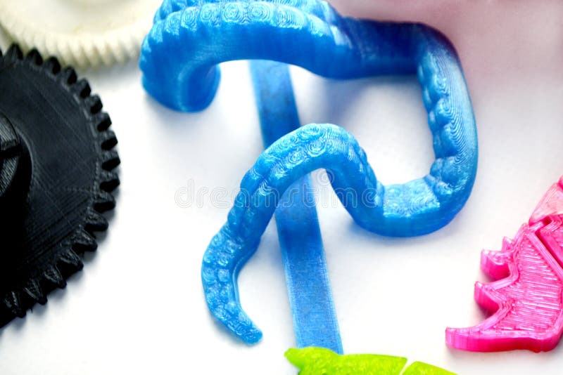 Many Bright Multi-colored Objects Printed on 3d Printer Lie on Flat ...