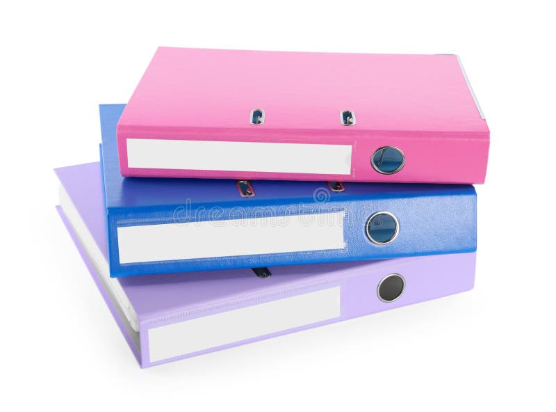 Many Bright Office Folders Isolated on White Stock Image - Image of ...