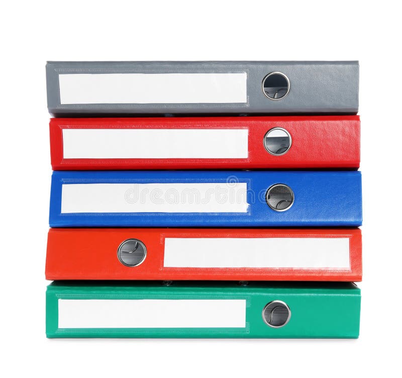 Many Bright Office Folders Isolated on White Stock Image - Image of ...