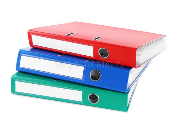 Many Bright Office Folders Isolated on White Stock Photo - Image of ...