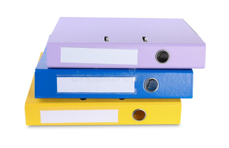 Many Bright Office Folders Isolated on White Stock Photo - Image of ...
