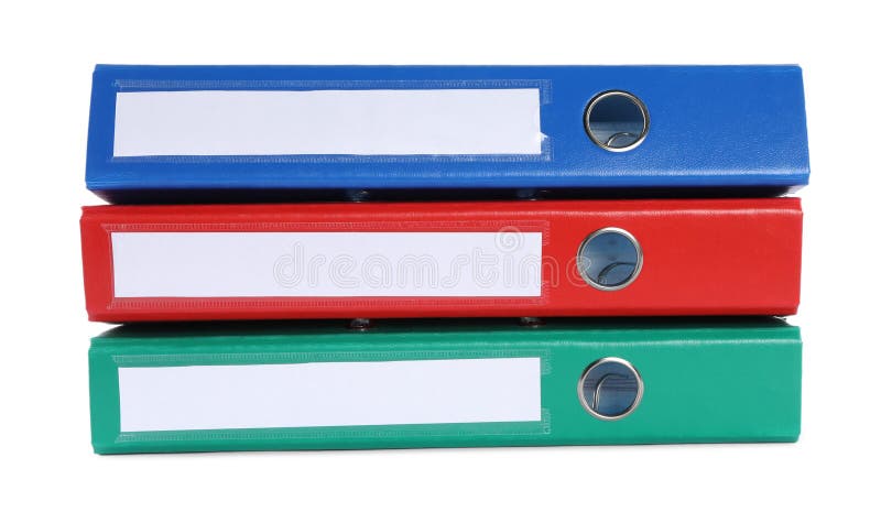 Many Bright Office Folders Isolated on White Stock Image - Image of ...