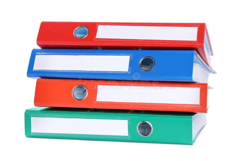 Many Bright Office Folders Isolated on White Stock Image - Image of ...