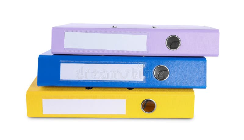 Many Bright Office Folders Isolated on White Stock Image - Image of ...