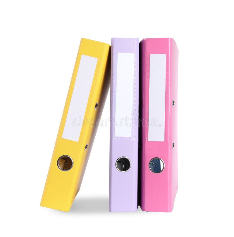 Many Bright Office Folders Isolated on White Stock Photo - Image of ...