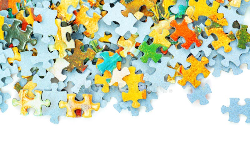 Many Bright Puzzle Pieces Separated Stock Image - Image of closeup ...