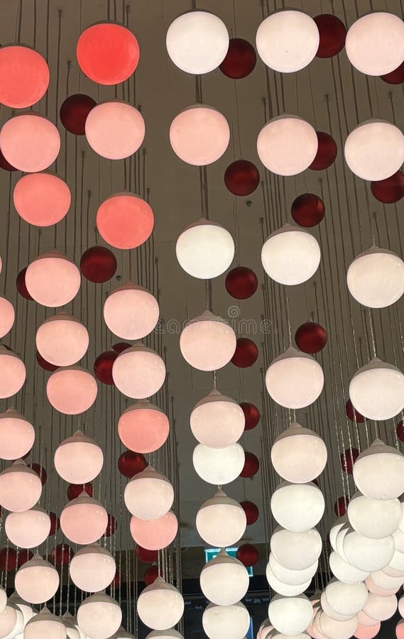 Many Bright Round Lamps on the Ceiling Stock Photo - Image of light ...