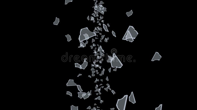 Many Broken Glass Floating in Air on Black Background. Business Damage ...