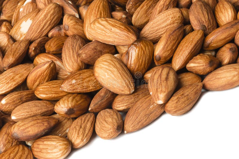 Nuts in a Cup on a White Background Lower Right Corner, Take a Closeup ...