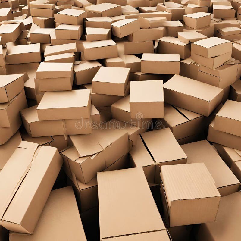 Stacked Brown Cardboard Boxes Stock Illustration - Illustration of ...