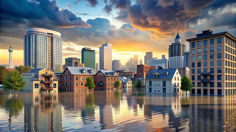 Many Buildings are Under Water because they Were Flooded Stock Photo ...