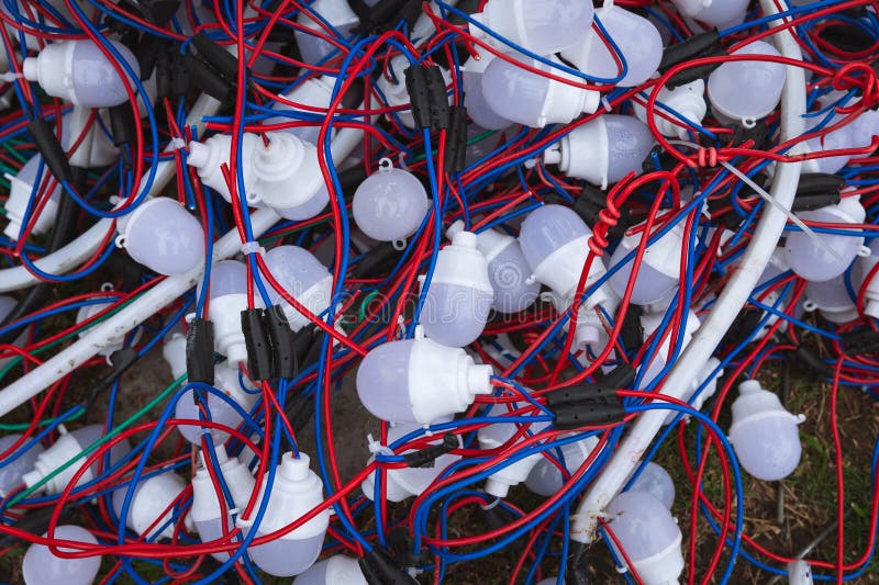 Many Bulb and Electric Lines Stock Photo - Image of power, equipment ...