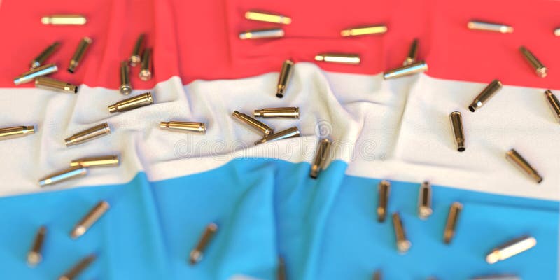 Many Bullet Shells on the Flag of Luxembourg. Gun Control or War ...