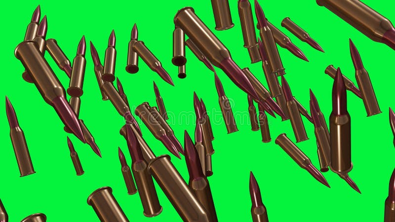 Many Bullets on Chromakey Background. Green Screen. 3D Render. Stock ...