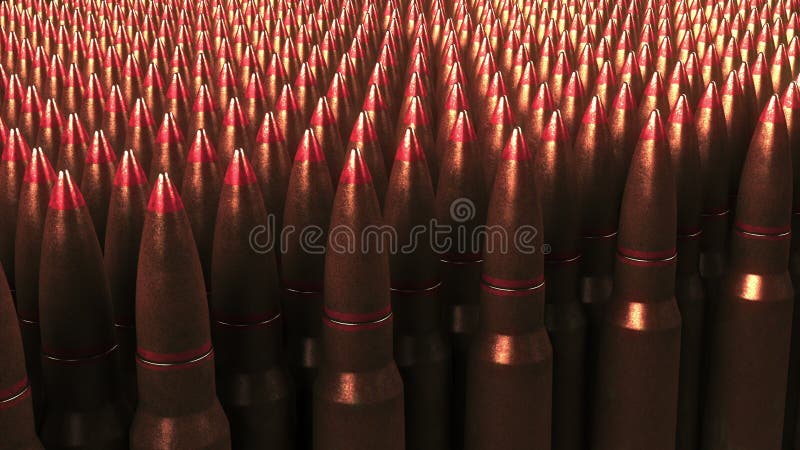 Many Bullets. War, Ammunition, Aggression Concepts. 3D Rendering Stock ...