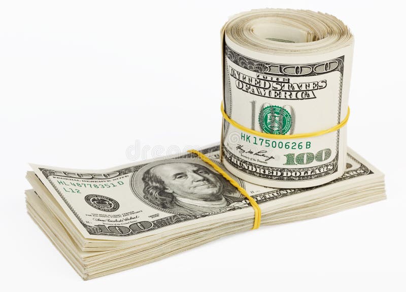 Many Bundle and Roll of US 100 Dollars Bank Notes Stock Image - Image ...