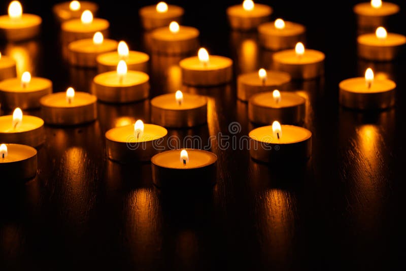 Many burning candles stock image. Image of orange, celebration - 63465617
