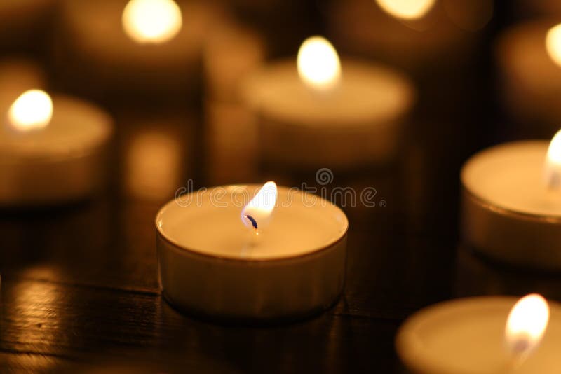 Many Burning Candles with Shallow Depth of Field. Candles in Memory of ...