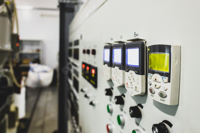 Many Button of the Machine in the Factory Stock Image - Image of button ...