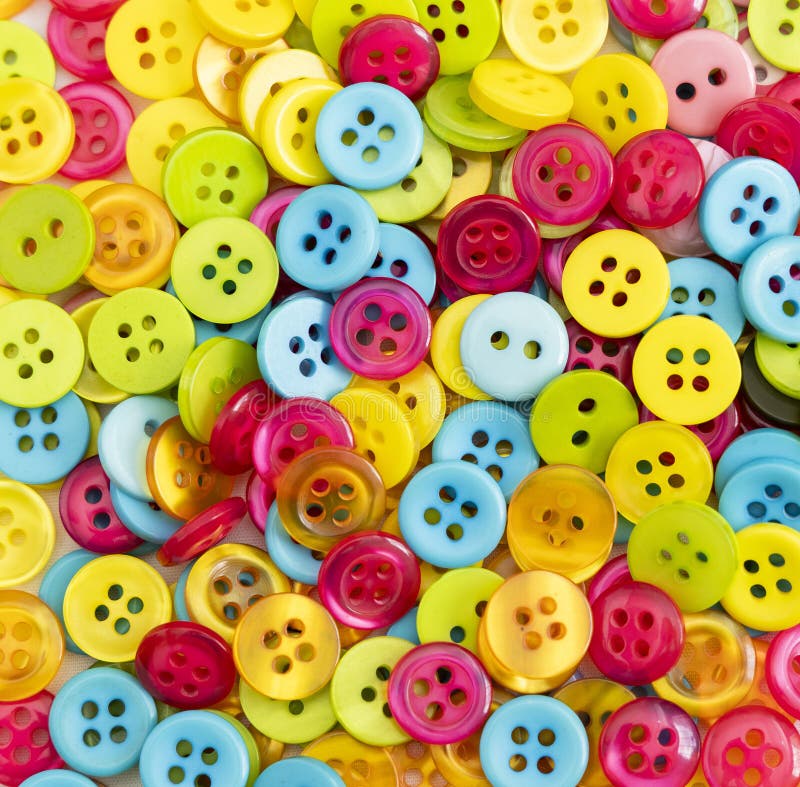 Many Buttonhole Buttons of Various Colors and Designs Stock Photo ...