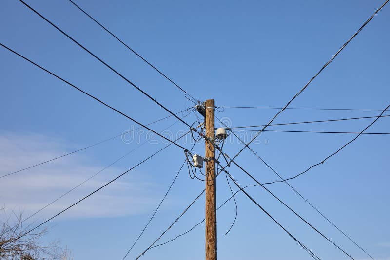 Electric line post stock photo. Image of pylon, blue - 142352836