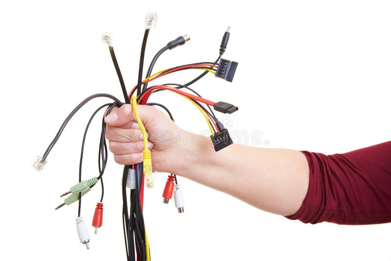 Many cables in hand stock image. Image of complex, bundle - 12501473