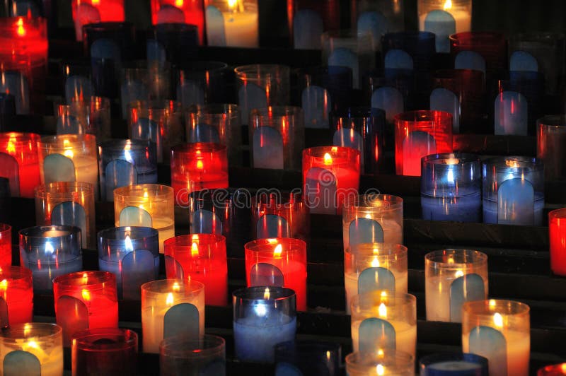 Many Candles in a Church Elevated View Stock Photo - Image of black ...