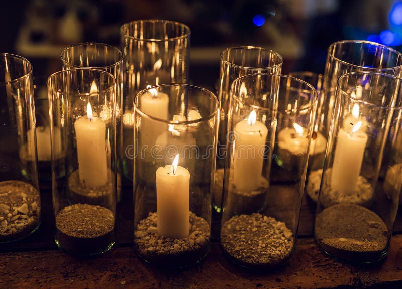 Candles in Glass Decoration Stock Photo - Image of celebration, bokeh ...