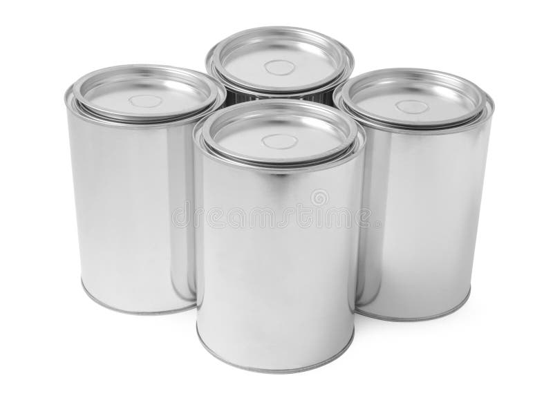 Many Cans of Paints on White Background Stock Photo - Image of ...