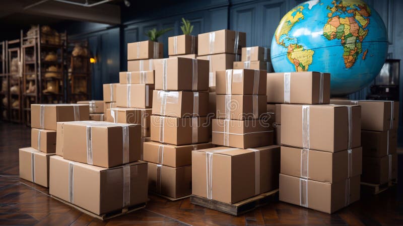 Many Cardboard Boxes. Delivery Boxes in a Pile Stock Illustration ...