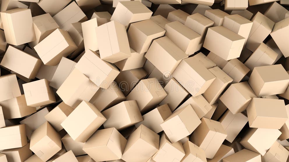 Many Cardboard Boxes. Mess. Blank Stock Illustration - Illustration of ...